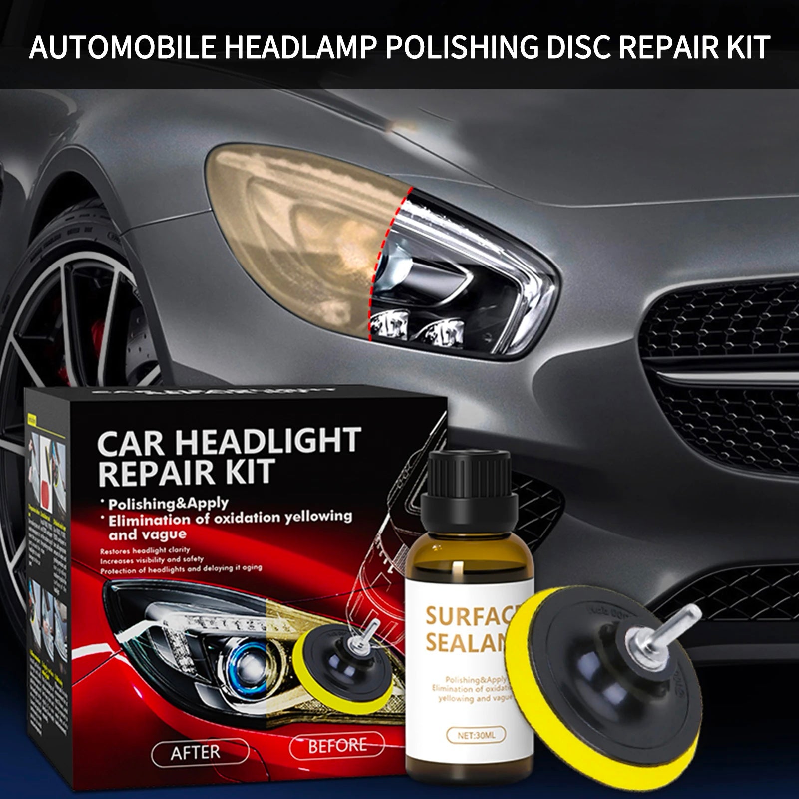 Car Headlight Restoration Kit Headlamp Lens Restore Oxidation Yellow S ...